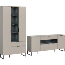 Home Affaire Wohnwand &raquo;ADIO, Breite 290 cm, 2-teiliges Set, mit Metall-Kufenf&uuml;&szlig;e&laquo; Set, bestehend aus: Mehrzweckschrank und Sideboard, 4 Stk. tlg. 