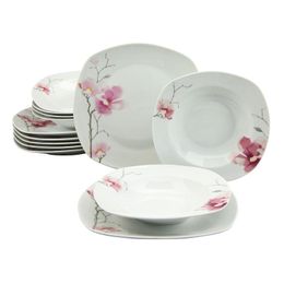 Creatable Tafelservice &raquo;Amelie Aiko, Tafel-Service 12-tlg&laquo; Blumendekor wei&szlig; Porzellan