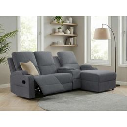 OTTO home Ecksofa &raquo;NAPORI Multimediasofa, 3er Kinosessel XXL, L-Form, Cord&laquo; Kinosofa mit Relaxfunktion, Getr&auml;nkehalter, Staufach und Staukasten grau