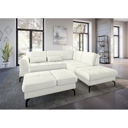 Sit & More sit&more Ecksofa &raquo;Bendigo L-Form&laquo; inklusive Sitztiefenverstellung, Bodenfreiheit 15 cm, in 2 Fu&szlig;farben wei&szlig;