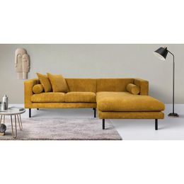 Home Affaire Ecksofa &raquo;Lillibeth L-Form Designsofa, Ma&szlig;e B/T/H: 240/173/83 cm&laquo; Zierkissen als Wendekissen, in Samtoptik oder Cord gelb 100% Polyester