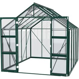 Vitavia Gew&auml;chshaus &raquo;Domus 8300&laquo; Doppelschwingt&uuml;ren und bodentiefer T&uuml;rschwelle, 3 mm Sicherheitsglas gr&uuml;n