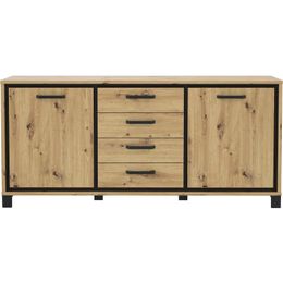 FORTE Sideboard &raquo;Trondheim&laquo; Breite 178 cm schwarz Dekorfolie, FSC -zertifizierter Holzwerkstoff, Metall