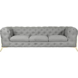 Home Affaire Chesterfield-Sofa &raquo;Amaury&laquo; aufw&auml;ndige Knopfheftung, moderne Chesterfield Optik, Fu&szlig;farbe w&auml;hlbar silber Struktur (100% Polyester9;