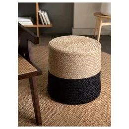 Pouf Hanse Home "Looma, Jute", gold (naturgold, schwarz), B:40cm H:40cm, Obermaterial: 100% Jute, Poufs, Pouf