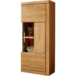 OTTO home Vitrine &raquo;RIBE75, 1Glasboden variabel, dunkles geh&auml;rtetes Glas, Trendfarbe&laquo; B/T/H:50/35/125cm, Front massivholz,4 F&auml;cher,Griffe silberfar,,