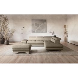 COTTA Ecksofa &raquo;Enterprise L-Form&laquo; mit Arm- & Kopfteilverstellung, wahlweise mit Bettfunktion beige Softlux -Kunstleder;Luxus-Kunstleder