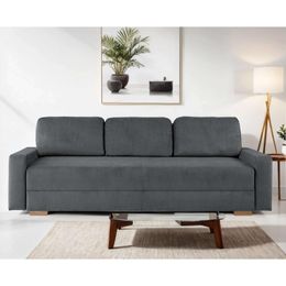 Home Affaire 3-Sitzer &raquo;SHERIDIAN Schlafsofa mit Bettkasten, in Feincord & Velvet&laquo; mit Wellenunterfederung, moderne Bez&uuml;ge, B/H/T 225/94/80 grau 100% 