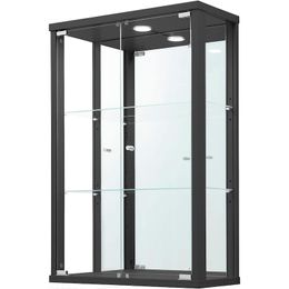 Fif M&ouml;bel fif m&ouml;bel Vitrine &raquo;OPTIMA&laquo; H&auml;ngevitrine/Glasvitrine 2x Glast&uuml;r,perfekt f&uuml;r Sammler,Sammlervitrine schwarz Holzwerkstoff, Sicherheitsglas ESG