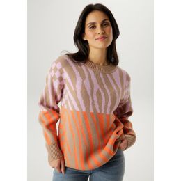 Aniston Selected Damen Aniston SELECTED Strickpullover mit fantasievoller Animal-Musterung - NEUE KOLLEKTION 44