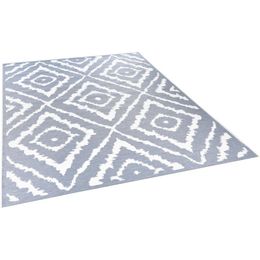 Tom Tailor HOME Teppich &raquo;Garden Pattern&laquo; rechteckig 3 mm H&ouml;he Flachgewebe, modernes Rauten Design, In- und Outdoor geeignet blau Kunstfaser