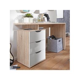 KADIMA DESIGN Schreibtisch MASSA 120 x 76 x 53 cm mit 3 Schubladen in Wei&szlig; | Gr.: onesize