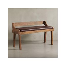 KADIMA DESIGN Sitzbank Echtleder / Massivholz Bank 108x63x43 cm, Polsterbank mit | Gr.: onesize
