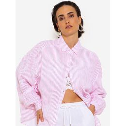 SASSYCLASSY Ultra Oversize Musselin Bluse in Pink, Wei&szlig; | Gr.: onesize