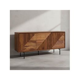 KADIMA DESIGN Sideboard aus Sheesham Holz und Metall, 148x72x40 cm, mit 3 T&uuml;ren | Gr.: onesize