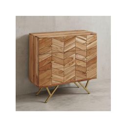 KADIMA DESIGN Sideboard 90x86,5x40 cm Akazie Massivholz / Metall Anrichte, Kommode | Gr.: onesize