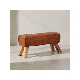 KADIMA DESIGN Sitzbank | Echtleder/Holz, 89x46x35cm, Turnbock, Design | Gr.: onesize