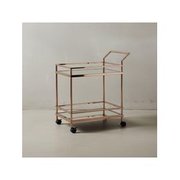 KADIMA DESIGN Goldener Servierwagen: Verspiegeltes Glas, rollbar, stilvoll, vielseitig | Gr.: onesize