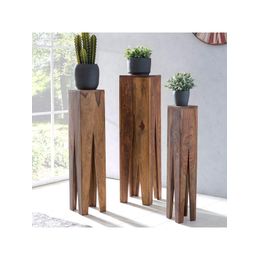 KADIMA DESIGN Beistelltisch 3er Set Massivholz, Satztisch Quadratisch in Massivholz | Gr.: onesize