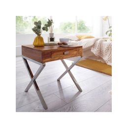 KADIMA DESIGN Nachttisch GUNA Massiv-Holz Nacht-Kommode 45 cm 1 Schublade | Gr.: onesize
