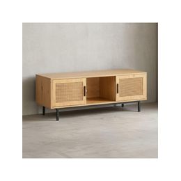 KADIMA DESIGN Lowboard Eiche-Dekor mit Wiener Geflecht 120x45,5x40 cm TV-Kommode | Gr.: onesize