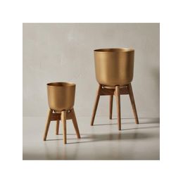 KADIMA DESIGN Blumentopf | Metall/Massiv, 2er Set, Gold, Pflanzk&uuml;bel | Gr.: onesize