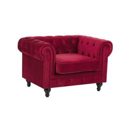 Beliani Sessel CHESTERFIELD in Rot - (W) 110 x (H) 70 x (L) 75 cm | Gr.: onesize