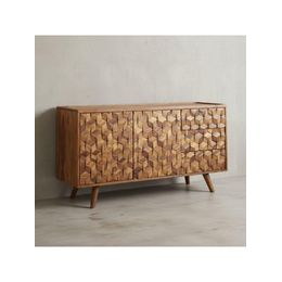 KADIMA DESIGN Massivholz-Sideboard in Sheesham, T&uuml;ren & Schubladen, 138x76x45 cm | Gr.: onesize