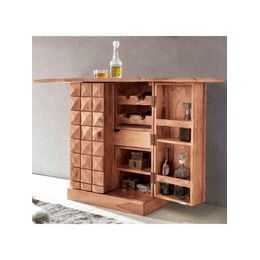 KADIMA DESIGN Hausbar Massivholz 65x91x50 cm Weinbar ausklappbar, Kleine Bar in Akazie | Gr.: onesize