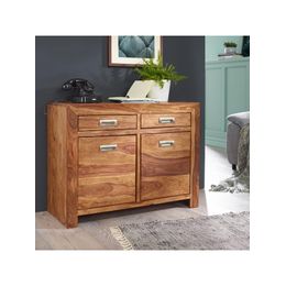 KADIMA DESIGN Sideboard MUMBAI Massivholz Kommode 90 cm 2 Schubladen 2 | Gr.: onesize