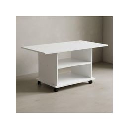 KADIMA DESIGN Couchtisch SEGRE: Stilvoll, 2 Ablagefl&auml;chen, Rollen, 95x51x54,5 cm in Wei&szlig; | Gr.: onesize
