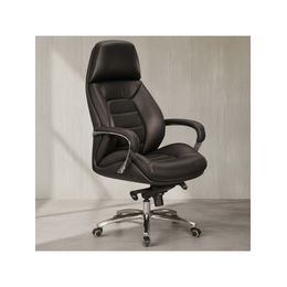 KADIMA DESIGN Chefsessel Leder | Multiblockwippmechanik, Ergonomisch, bis 120kg in Schwarz | Gr.: onesize