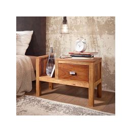 KADIMA DESIGN Nachttisch MUMBAI Massiv-Holz Nacht-Kommode 40 cm hoch | Gr.: onesize