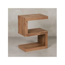 KADIMA DESIGN Beistelltisch S-Cube: Sheesham-Holz, S-Form, 44x30 cm, 60 cm H&ouml;he in Beige | Gr.: onesize
