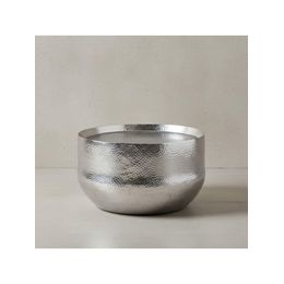 KADIMA DESIGN Wohnzimmertisch Alu | Silber Hammerschlag, 60x60cm, Orientalisch Rund in Silber | Gr.: onesize