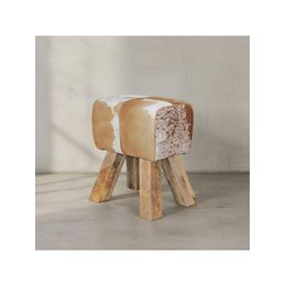 KADIMA DESIGN Retro Sitzhocker, Holzbeine, belastbar bis 120 kg, Landhaus-Optik | Gr.: onesize