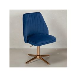 KADIMA DESIGN Samt Drehstuhl, h&ouml;henverstellbar, 360&deg; drehbar, 120 kg Belastung in Blau | Gr.: onesize