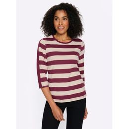 Sieh an! 3/4-Arm-Shirt in bordeaux-elfenbein-gestreift | Gr.: 56