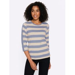 Sieh an! 3/4-Arm-Shirt in taubenblau-elfenbein-gestreift | Gr.: 44
