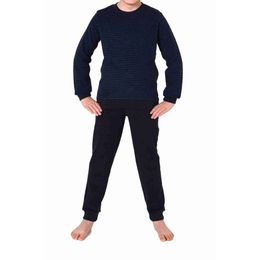 Normann langarm Frottee Schlafanzug Pyjama B&uuml;ndchen - 77718 in blau | Gr.: 128