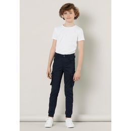 name it Jungen Cargohose &raquo;NKMRYAN &ndash; f&uuml;r Jungen mit verstellbarem Bund und Stretchkomfort&laquo; unifarben, casual, regular fit, Twill blau 122, N-Gr