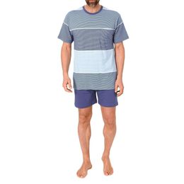 Normann Kurzarm Schlafanzug Pyjama Shorty Streifen in hellblau | Gr.: 48