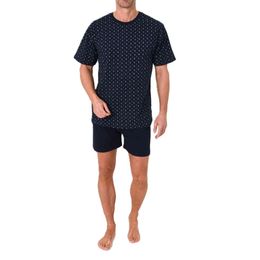 Normann Kurzarm Schlafanzug Shorty Pyjama Minimalprint in navy | Gr.: 52