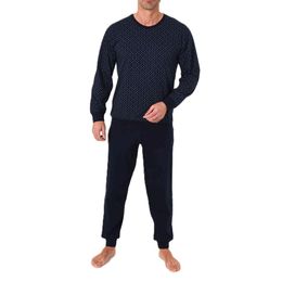 Normann Langarm Schlafanzug Pyjama B&uuml;ndchen Minimalprint in gelb | Gr.: 50
