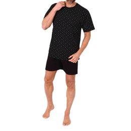 Normann Kurzarm Schlafanzug Shorty Pyjama Minimalprint in schwarz | Gr.: 58