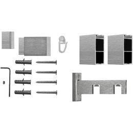 Indeko Gardinenstange &raquo;Inline&laquo; 2 l&auml;ufig-l&auml;ufig Fixma&szlig; Innenlauf Komplett-Set inkl. Gleitern und Montagematerial silber Aluminium