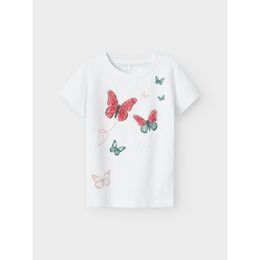 name it M&auml;dchen T-Shirt &raquo;NMFLOFLA SS TOP&laquo; wei&szlig; 110