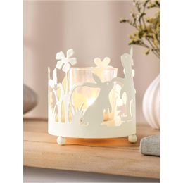 Heine Kerzenhalter, Wei&szlig;, Deko-Artikel, Material: Glas