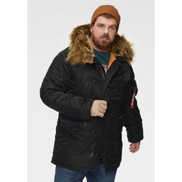 Alpha Industries Herren Parka &raquo;N3B VF 59&laquo; mit Kapuze mit abnehmbarem Kunstfellkragen schwarz 3XL