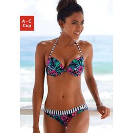 Venice Beach Damen Push-Up-Bikini-Top &raquo;Summer&laquo; mit wattierten Cups blau 32, Cup A